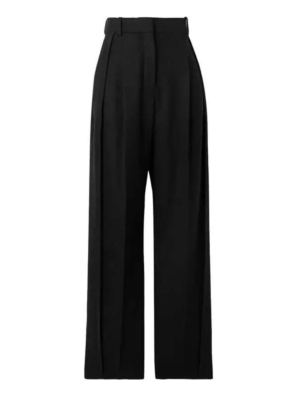 LANVIN Pleated Wool Tapered Trousers - Black