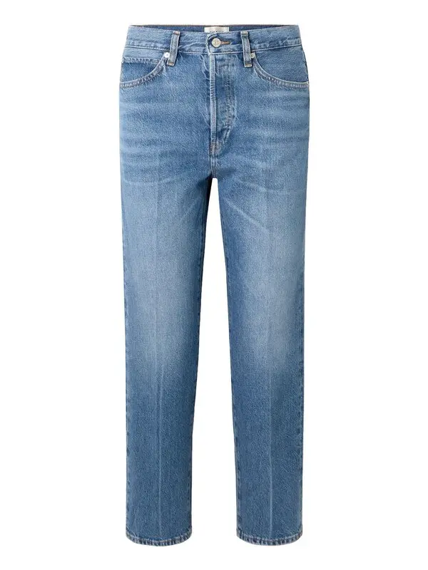 FRAME The Vertical Crop High-rise Straight-leg Jeans - Blue