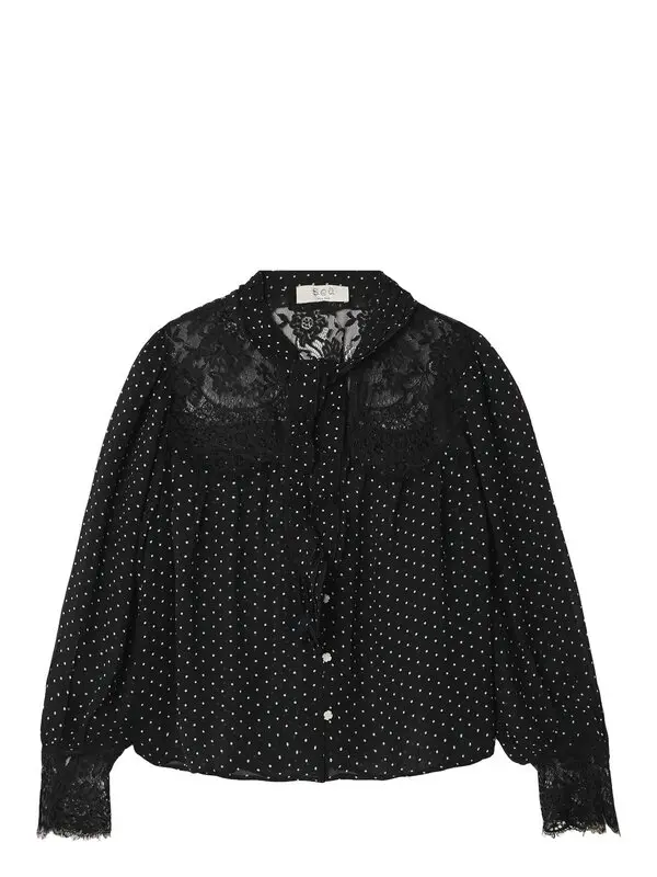 Sea Melody Tie-detailed Blouse - Black