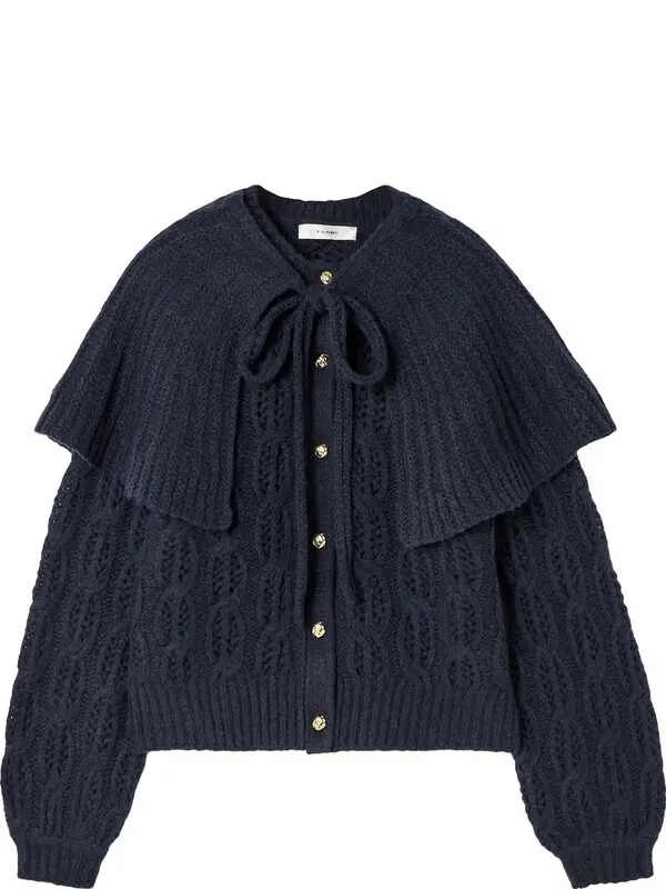 FRAME The Cape Cable-knit Wool-blend Cardigan - Blue