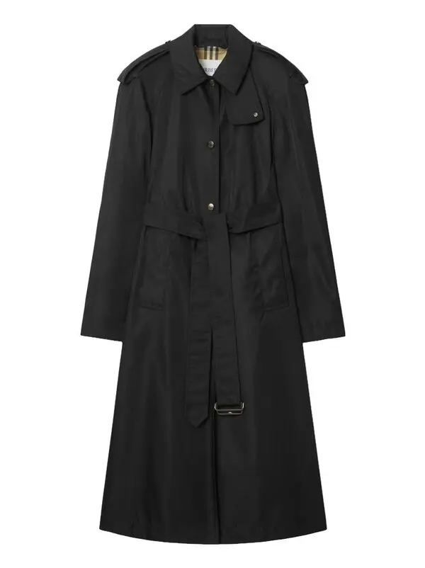 Burberry Long Nylon Hooded Car Coat - Black