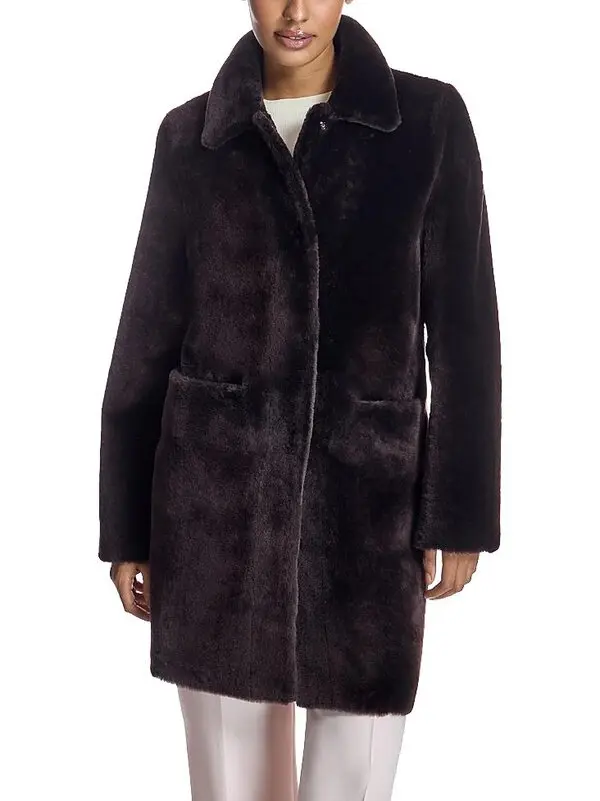 MAXIMILIAN Shearling Coat - Dark Brown