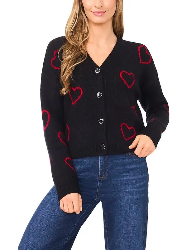 CECE DUPRAZ Heart Jacquard Cardigan - Rich Black