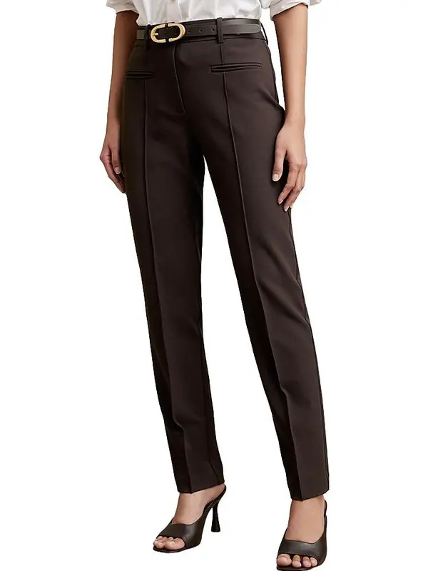 REISS Petite Tapered Trousers - Chocolate