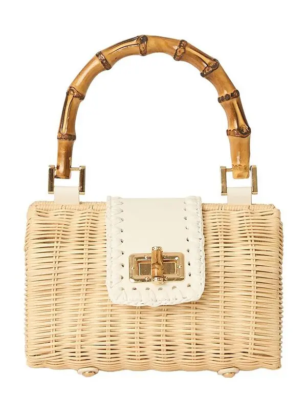 BTB LOS ANGELES Brandi Mini Rattan Bag - White