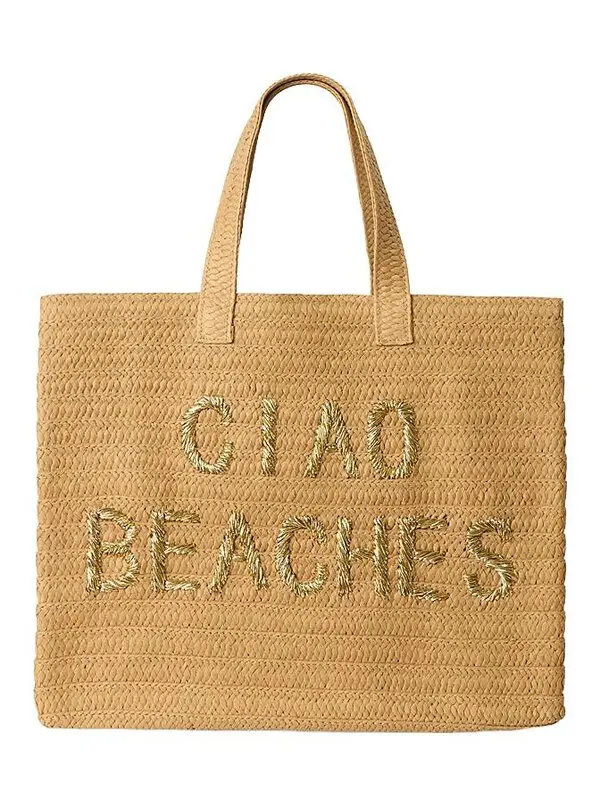 BTB LOS ANGELES Caio Beaches Straw Tote - Sand Gold