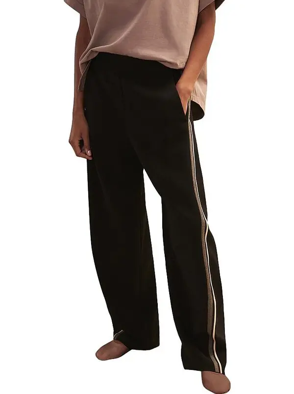 REISS Petite Side Stripe Trousers - Black
