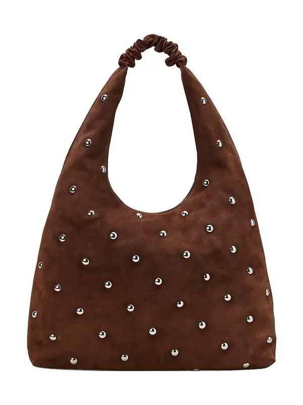 REFORMATION Willow Studded Suede Tote Bag - Espresso