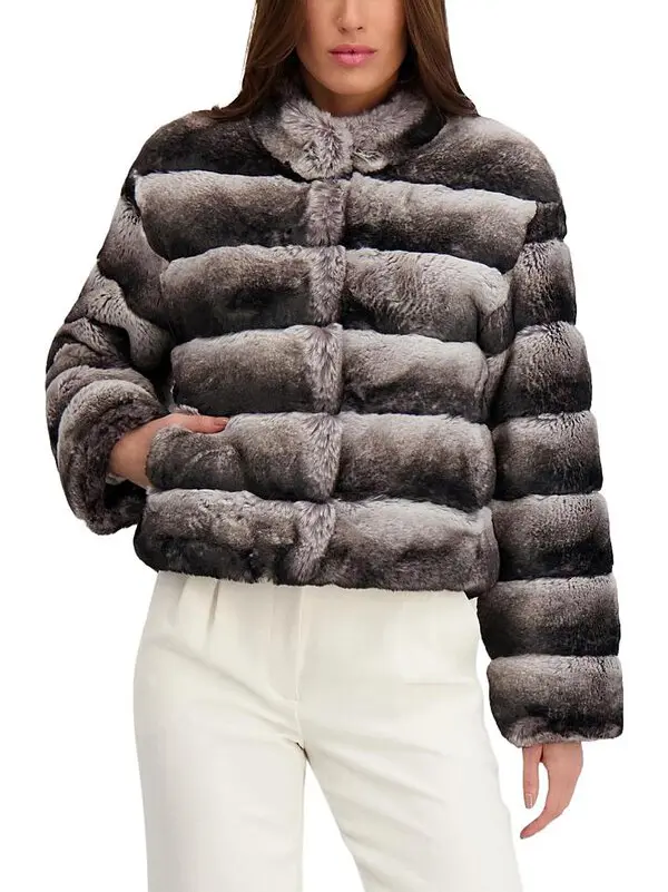 LYLA GRANT Faux Fur Chinchilla Jacket - Gray Chinch