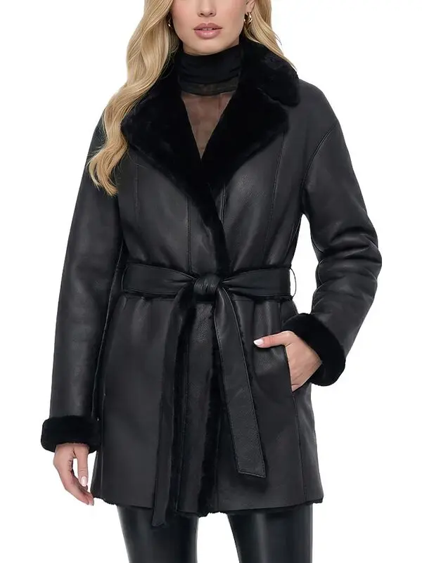Gorski Merino Shearling Lamb Stroller Coat - Black