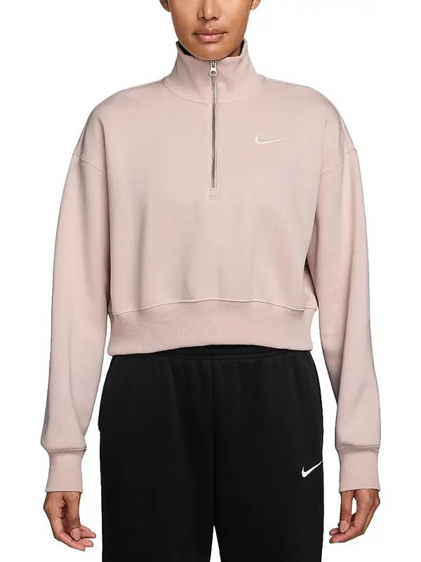 Nike Zip Neck Cropped Sweatshirt - Siltred