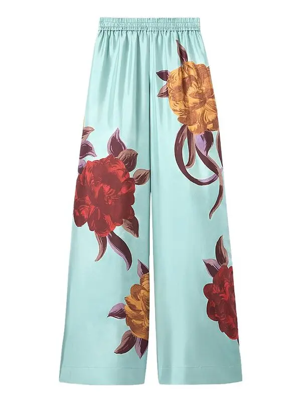 La DoubleJ Silk Palazzo Pants - Peony Placee