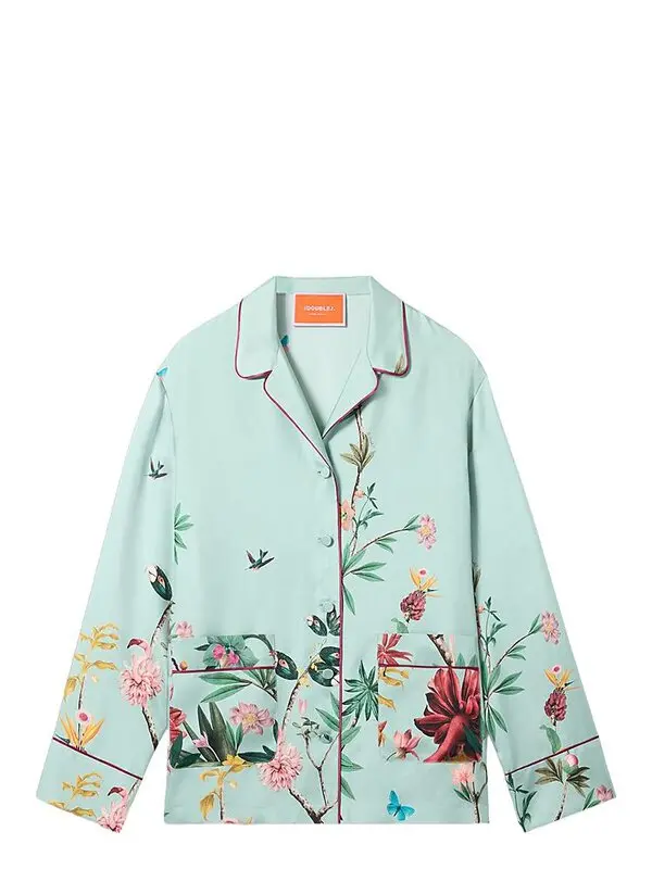 La DoubleJ Silk Pajama Shirt - Zooflora Panel