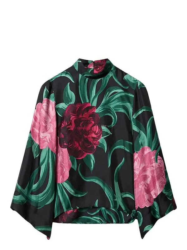 La DoubleJ Make An Exit Silk Top - Peony