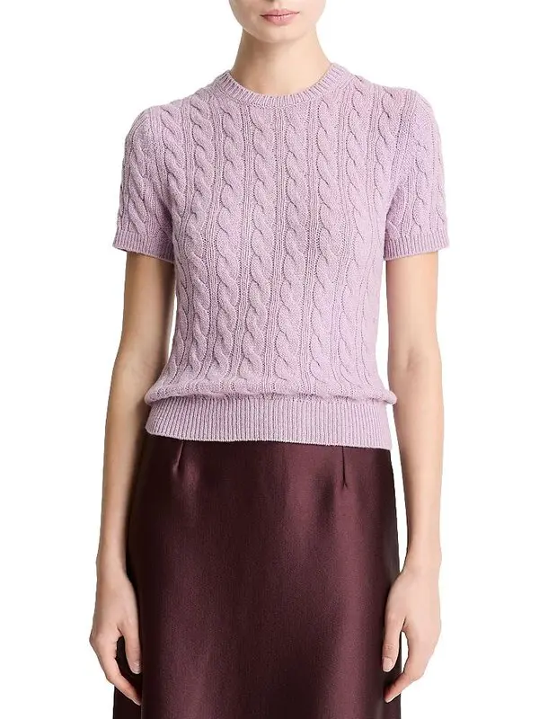Vince Cable Knit Short Sleeve Sweater - Amethyst