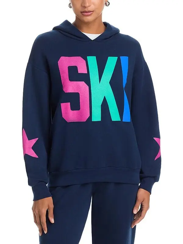 Aqua Zoe Ski Stars Hoodie - Navy