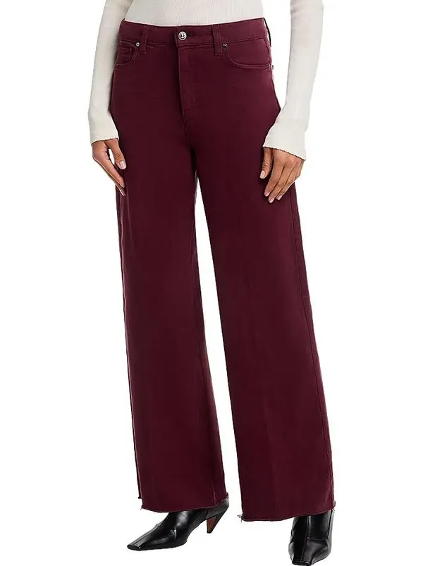 Paige Anessa High-rise Wide Leg Jeans - Vintage Dark Oxblood