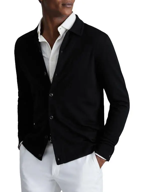 REISS Forbes Wool Cardigan - Black