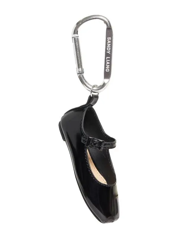 Sandy Liang Mary Jane Pointe Leather Bag Charm - Black