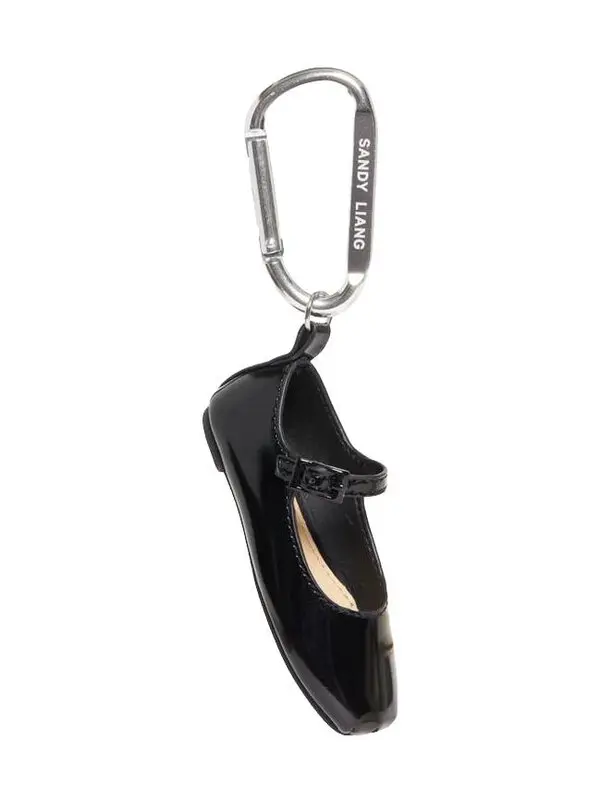 Sandy Liang Mary Jane Pointe Leather Bag Charm - Black