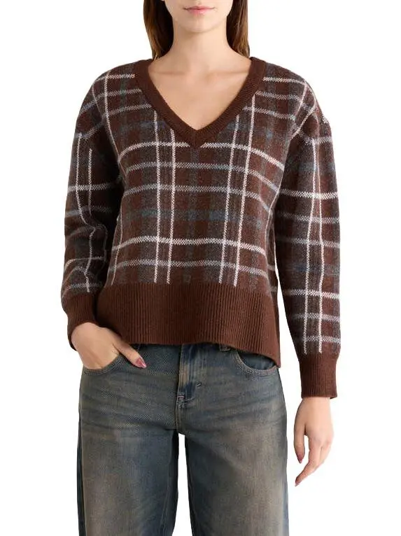 PACSUN Plaid Sweater - Brown Plaid