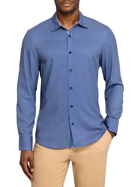 CON.STRUCT Hexagon Geo Woven Long Sleeve Basic - Orange/blue