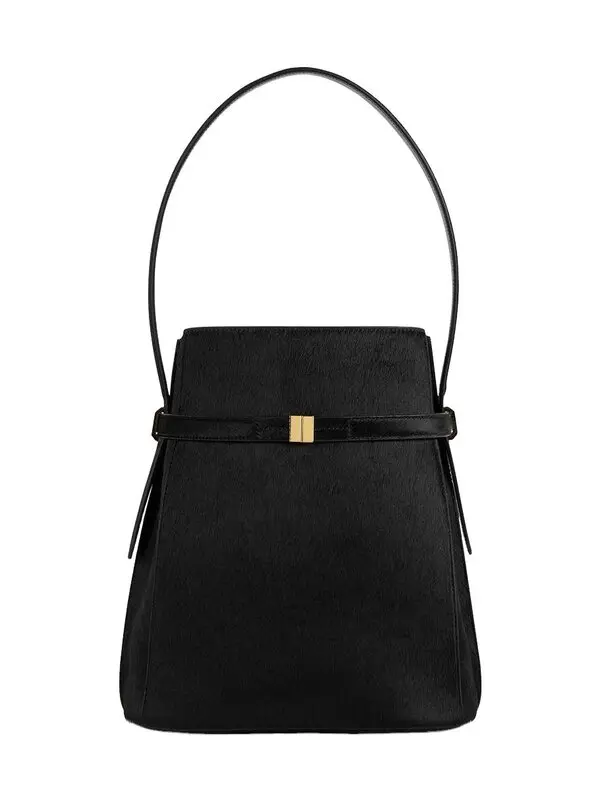 TOTEME Belted Calf Hair Bucket Bag - Black