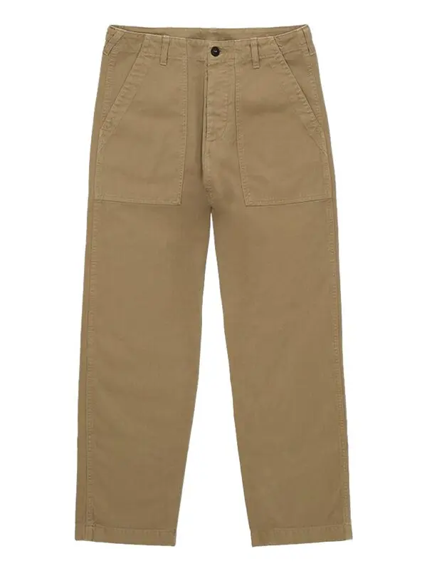 FORTELA Herringbone Cotton Fatigue Trousers - Beige