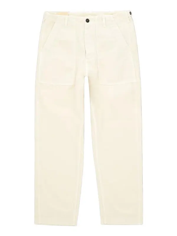 FORTELA Herringbone Cotton Fatigue Trousers - Cream