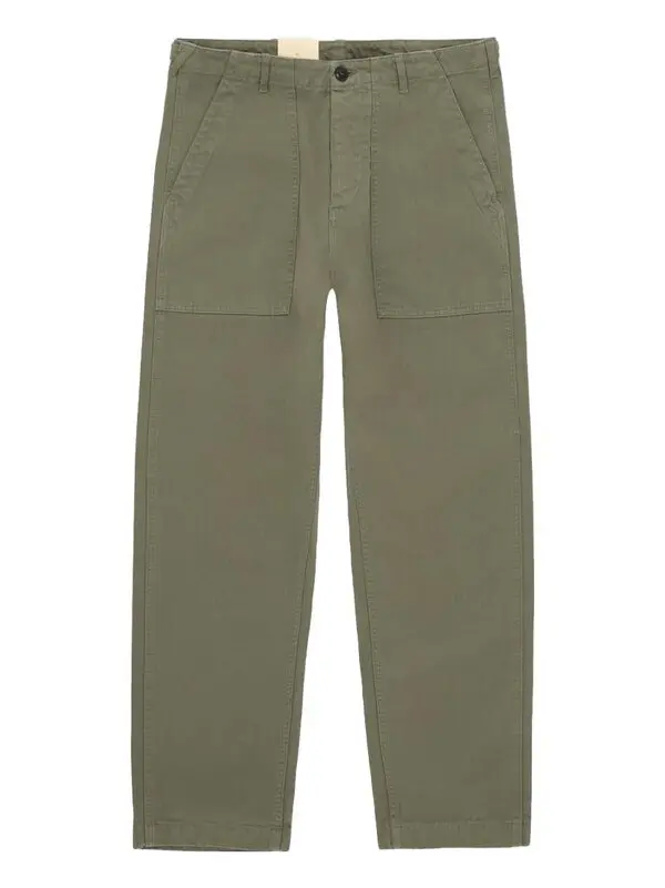 FORTELA Herringbone Cotton Fatigue Trousers - Green