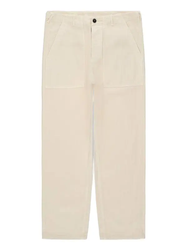 FORTELA Herringbone Cotton Fatigue Trousers - Off White