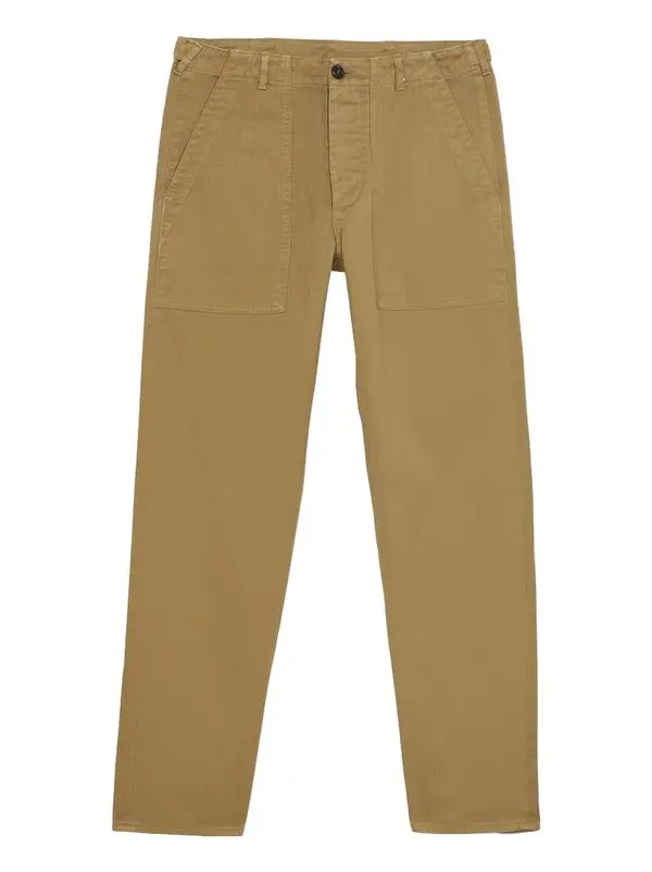 FORTELA Herringbone Cotton Fatigue Trousers - Olive Green