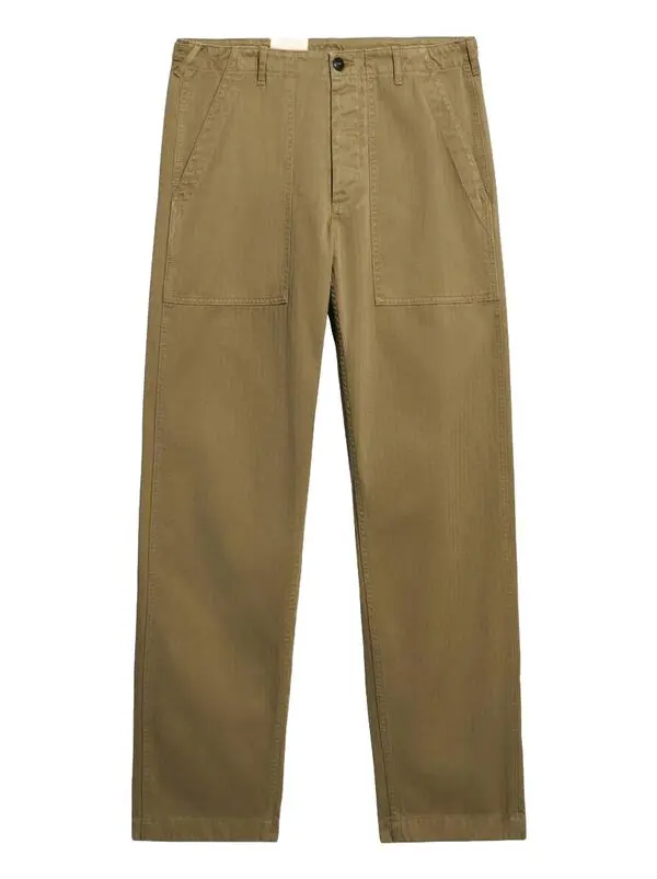 FORTELA Herringbone Cotton Fatigue Trousers - Olive