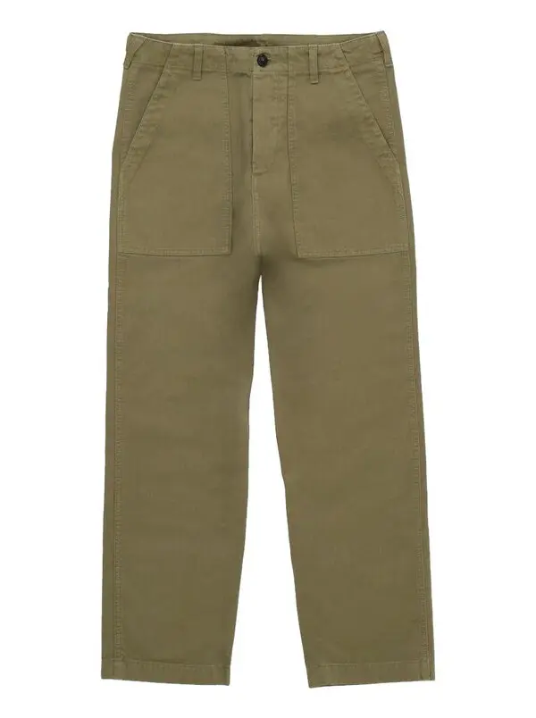 FORTELA Herringbone Cotton Fatigue Trousers - Sage