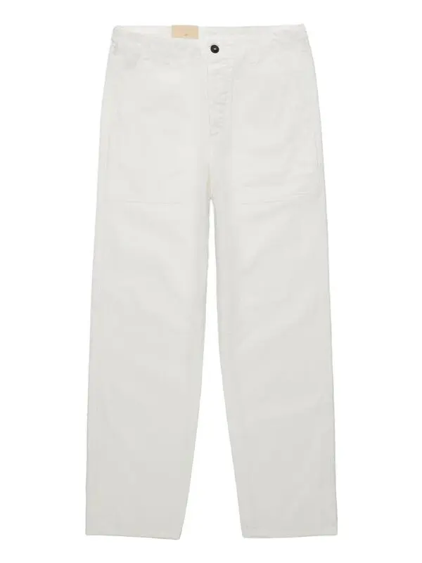FORTELA Herringbone Cotton Fatigue Trousers - White