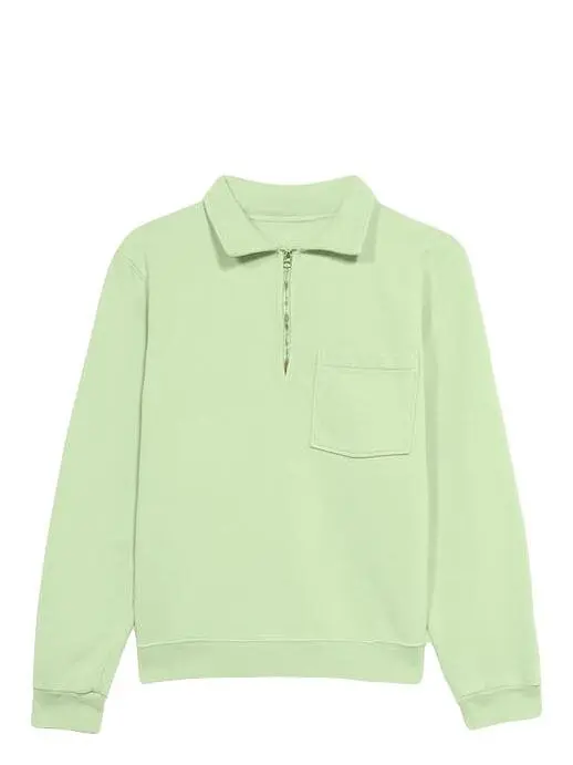 FORTELA Yale Fleece Quarter Zip Sweatshirt - Light Green