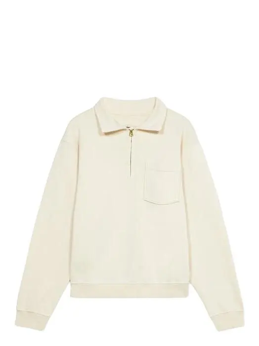 FORTELA Yale Fleece Quarter Zip Sweatshirt - Off White