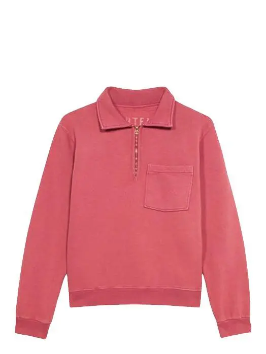 FORTELA Yale Fleece Quarter Zip Sweatshirt - Ruby