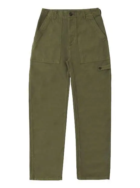 FORTELA Jerryt Herringbone Cotton Fatigue Trousers - Green