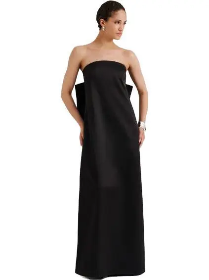 MALINA Elmina Maxi Dress With Oversized Bow Detail - Black