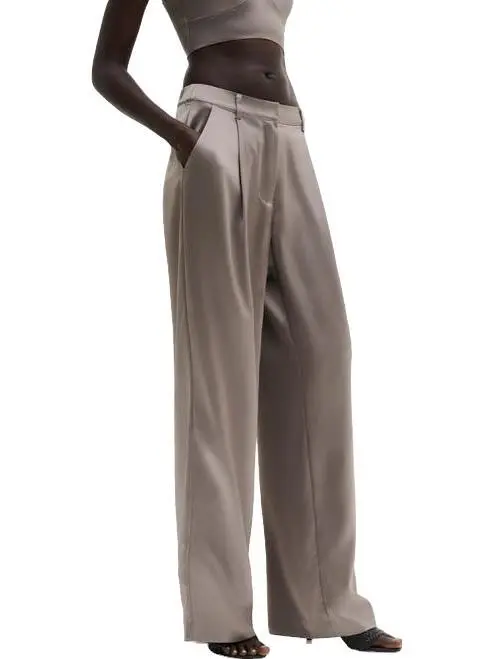 MALINA Wide-leg Satin Pants - Graphite