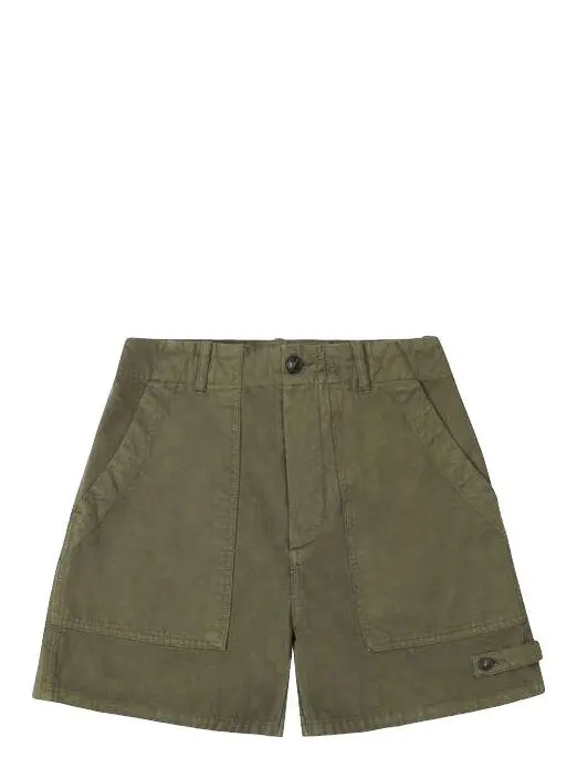 FORTELA Herringbone Cotton Fatigue Shorts - Green