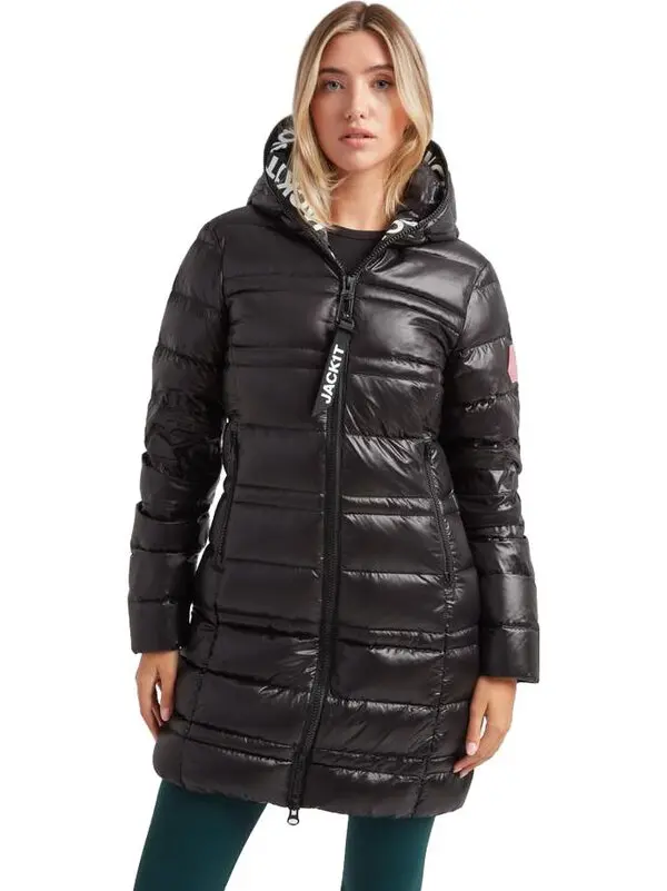 JACK1T R4d Tramline Hooded Puffer Coat - Black/black