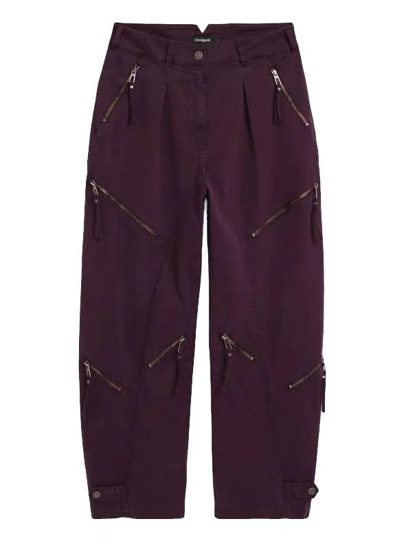 Desigual Baggy Zipper Pants - Purple
