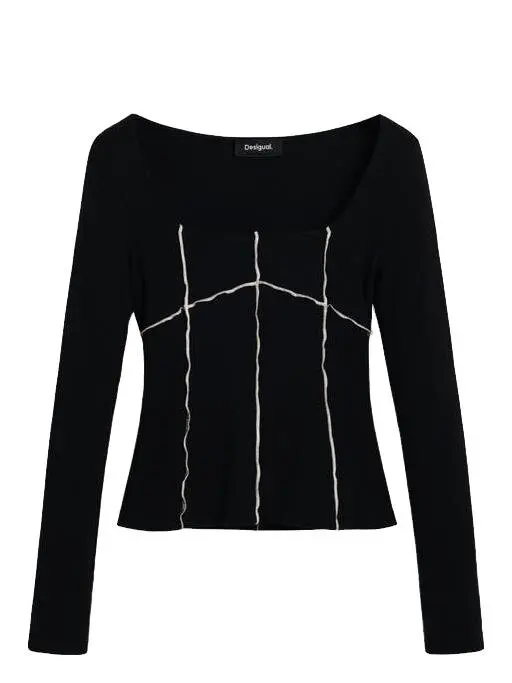 Desigual Seamed Long Sleeve Top - Black
