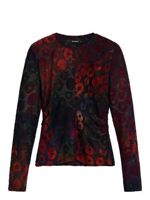 Desigual Long Sleeve Mesh T-shirt - Red