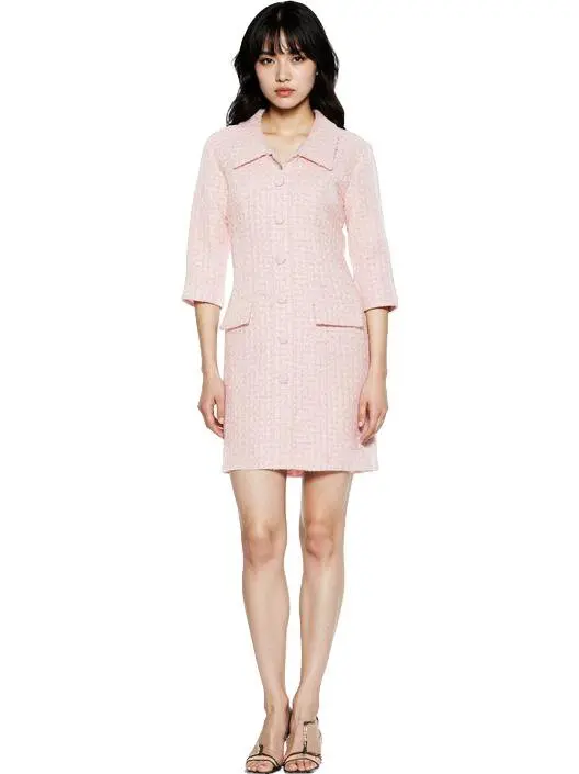 ALEXIA ADMOR Isolde Tweed Mini Dress - Pink