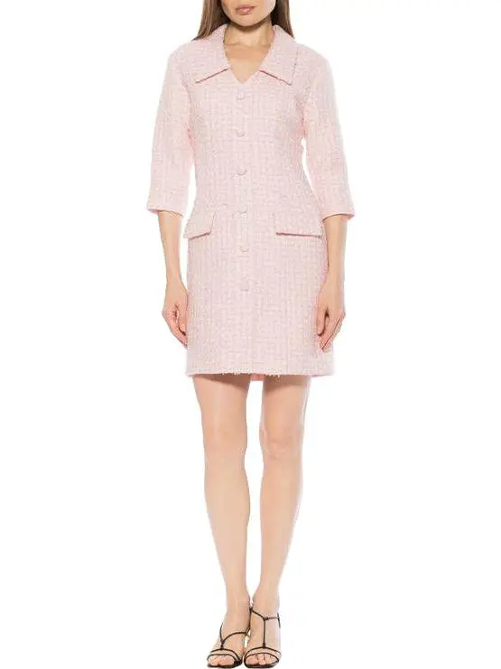 ALEXIA ADMOR Isolde Tweed Button-down Mini Dress - Pink