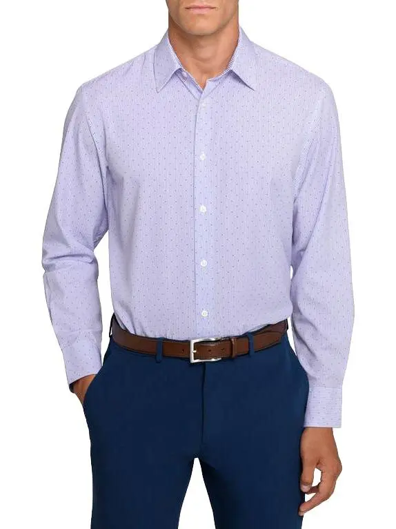 W.R.K Regular Fit Stripe Dot Performance Dress Shirt - White/purple
