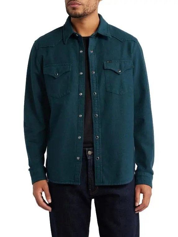 Ag Huston Classic Fit Western Snap-up Shirt - Deep Teal